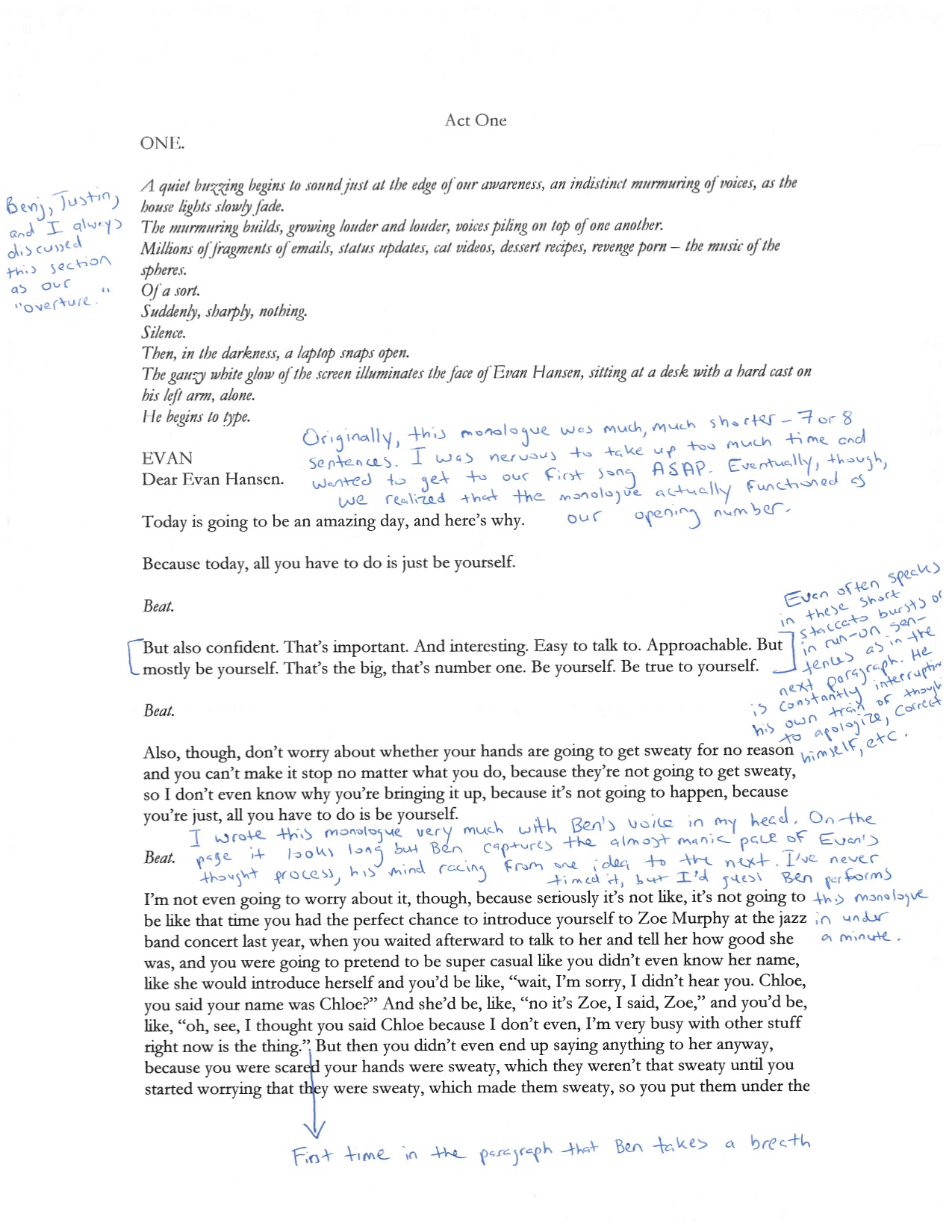 Inside Tony Winner Steven Levenson’s Dear Evan Hansen Notebook | Playbill