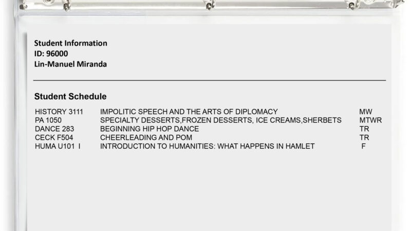 Master Classes: (Fake) College Schedules for Your Favorite Musical ...