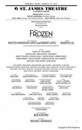 Flip Through the Opening Night Playbill for Frozen on Broadway | Playbill