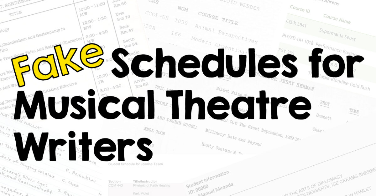 Master Classes: (Fake) College Schedules for Your Favorite Musical ...