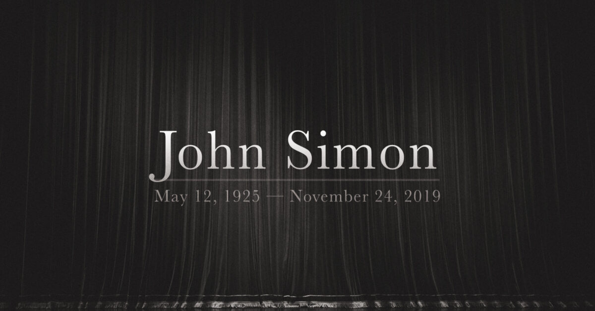 Critic John Simon Dies at Age 94 | Playbill