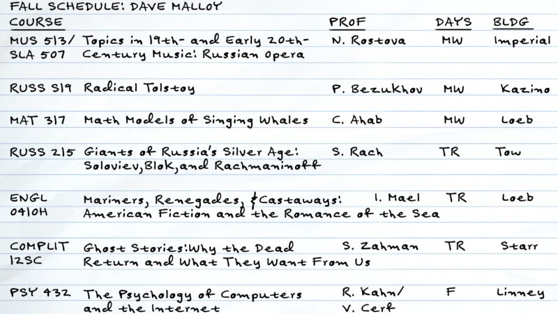 Master Classes: (Fake) College Schedules for Your Favorite Musical ...