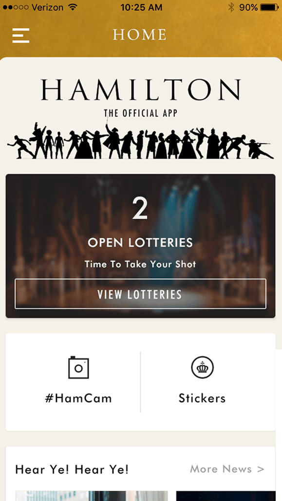 Hamilton Launches Mobile App Offering Ticket Lottery, Interactive ...
