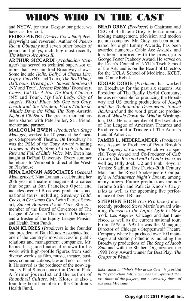 The Capeman (Broadway, Marquis Theatre, 1998) | Playbill