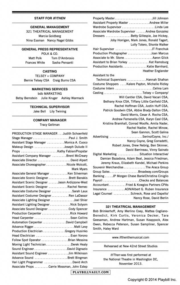 If/Then (Broadway, Richard Rodgers Theatre, 2014) | Playbill