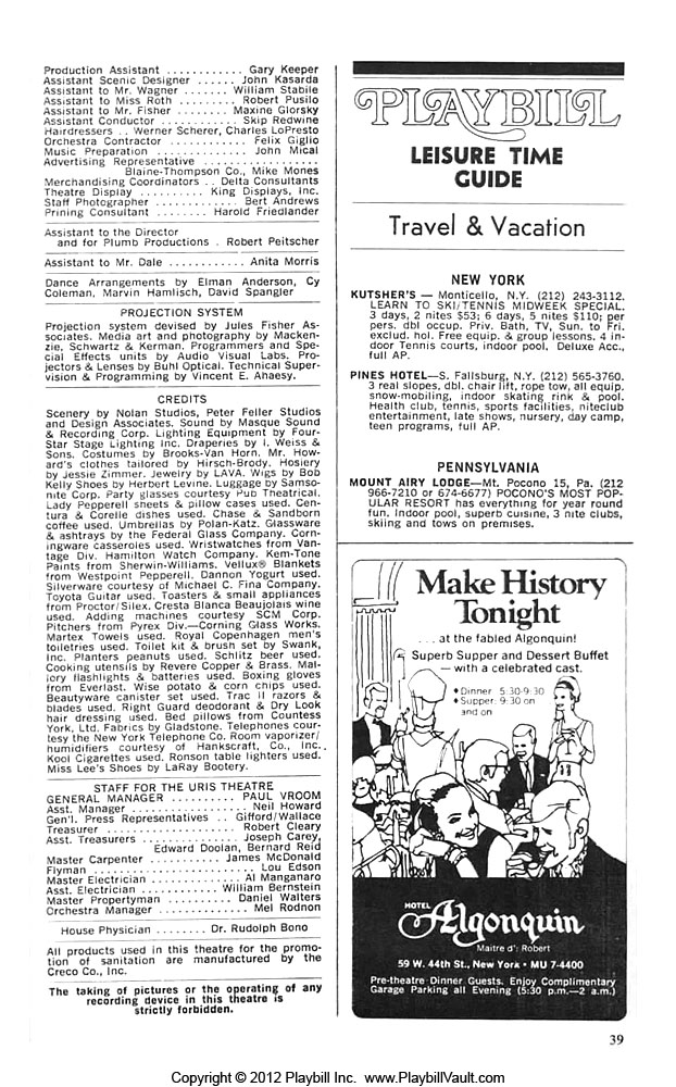 Seesaw (Broadway, Gershwin Theatre, 1973) | Playbill