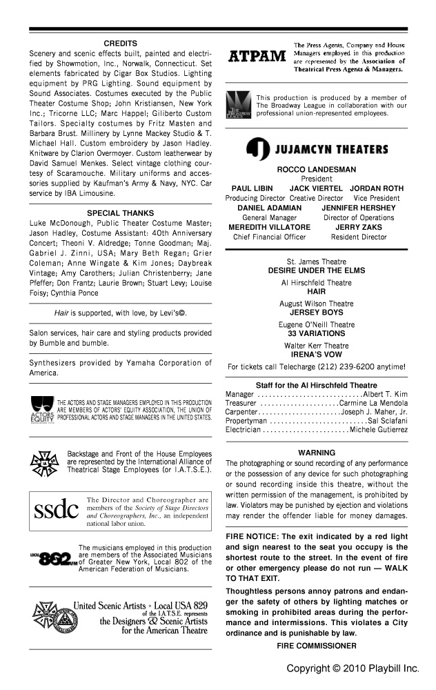 Hair (Broadway, Al Hirschfeld Theatre, 2009) | Playbill