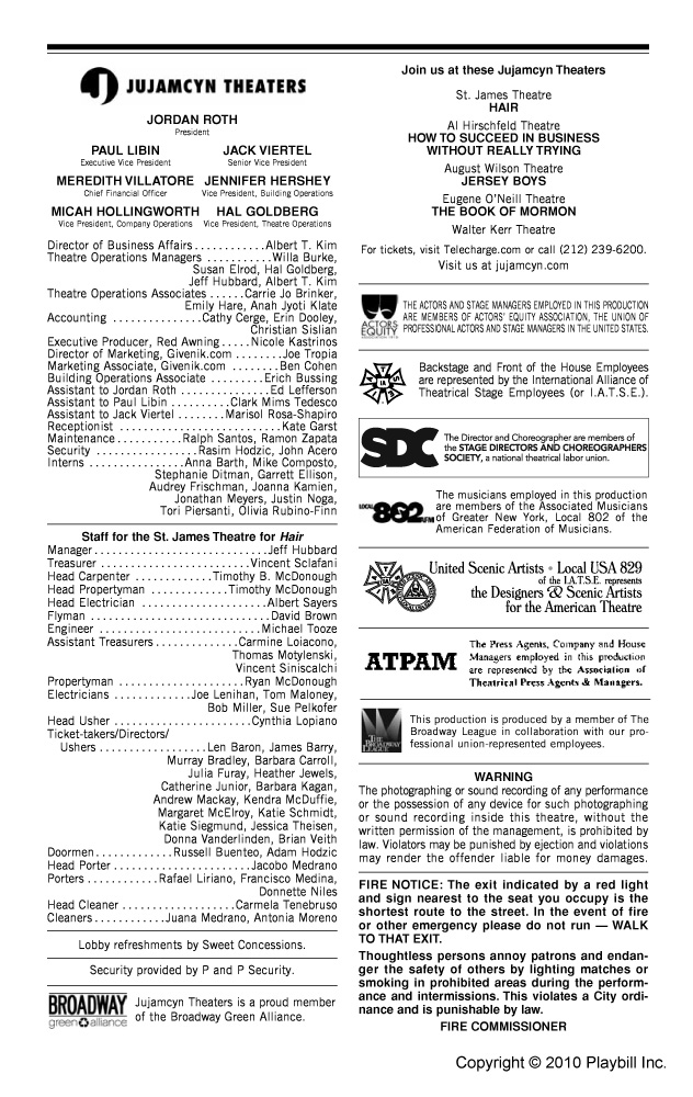 Hair (Broadway, St. James Theatre, 2011) | Playbill