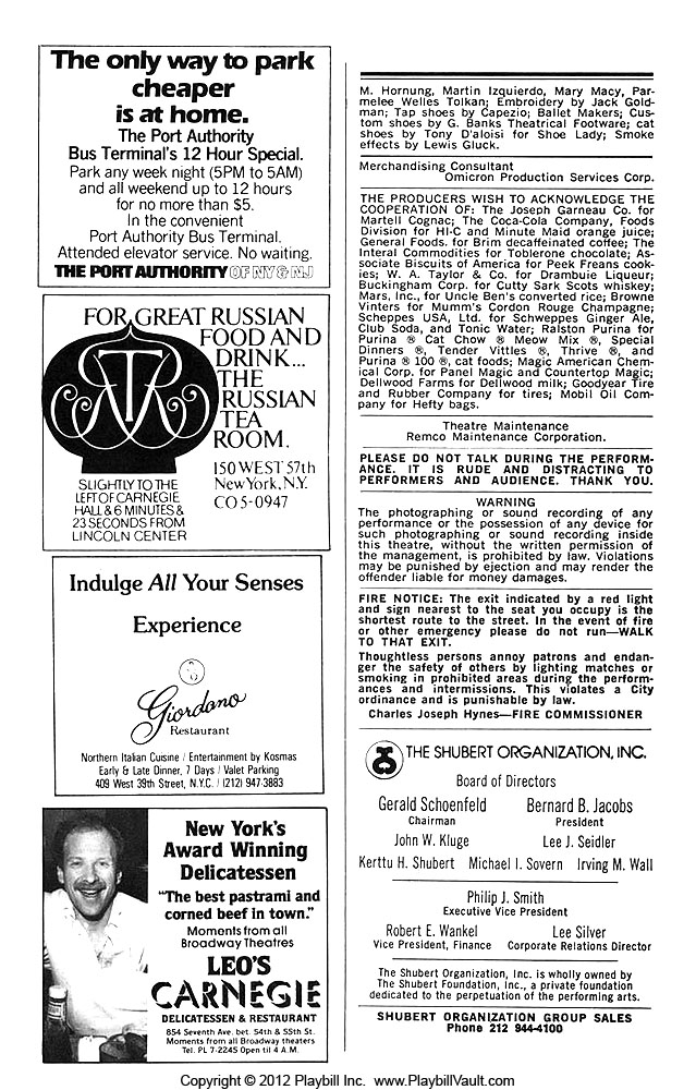 Cats (Broadway, Winter Garden Theatre, 1982) | Playbill