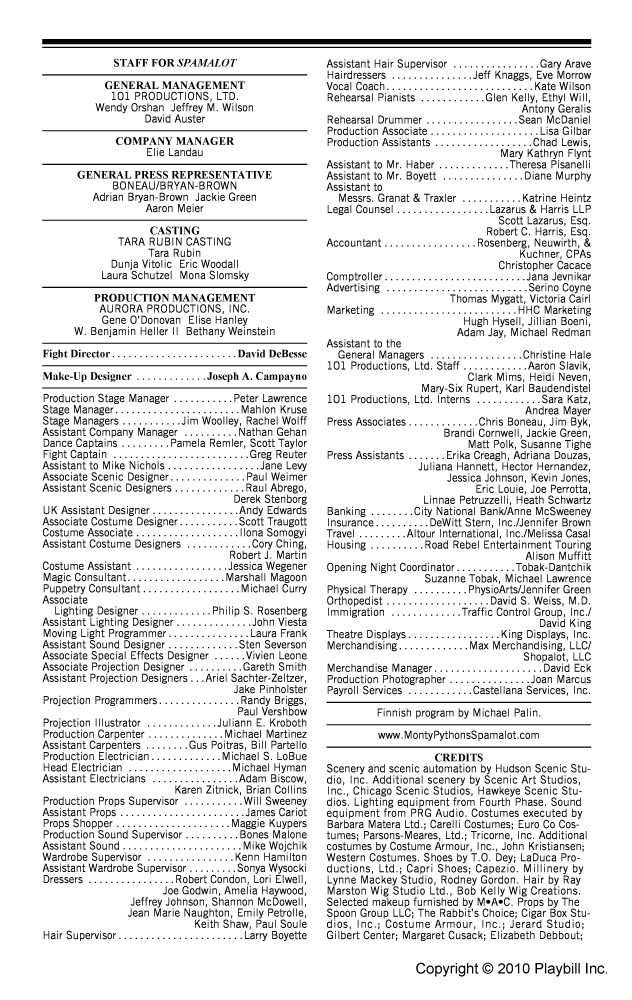 Spamalot (Broadway, Sam S. Shubert Theatre, 2005) | Playbill