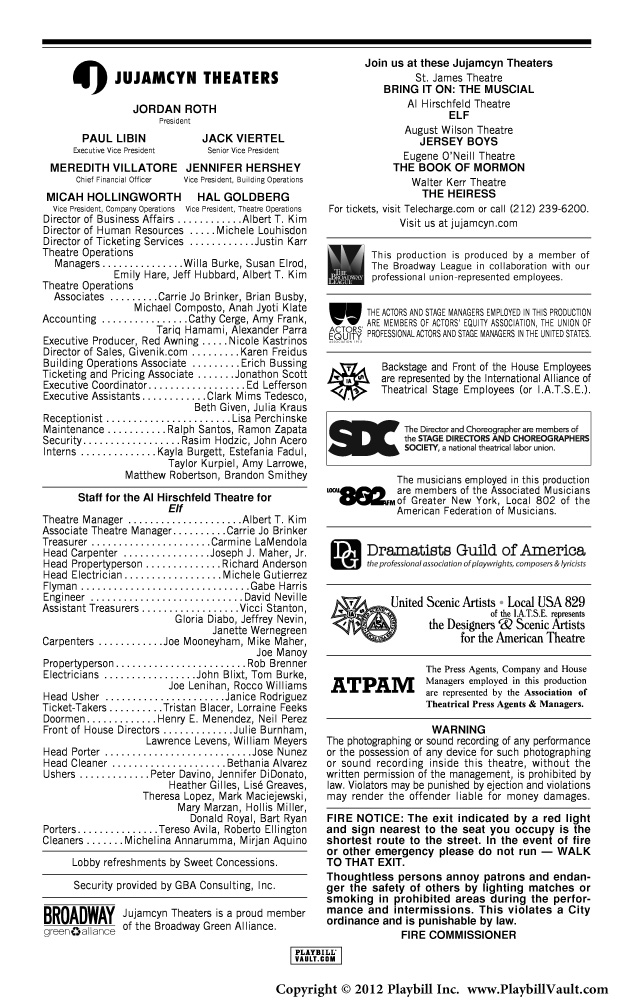 Elf (Broadway, Al Hirschfeld Theatre, 2012) | Playbill