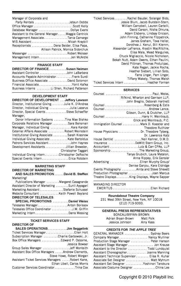 The Apple Tree (Broadway, Studio 54, 2006) | Playbill