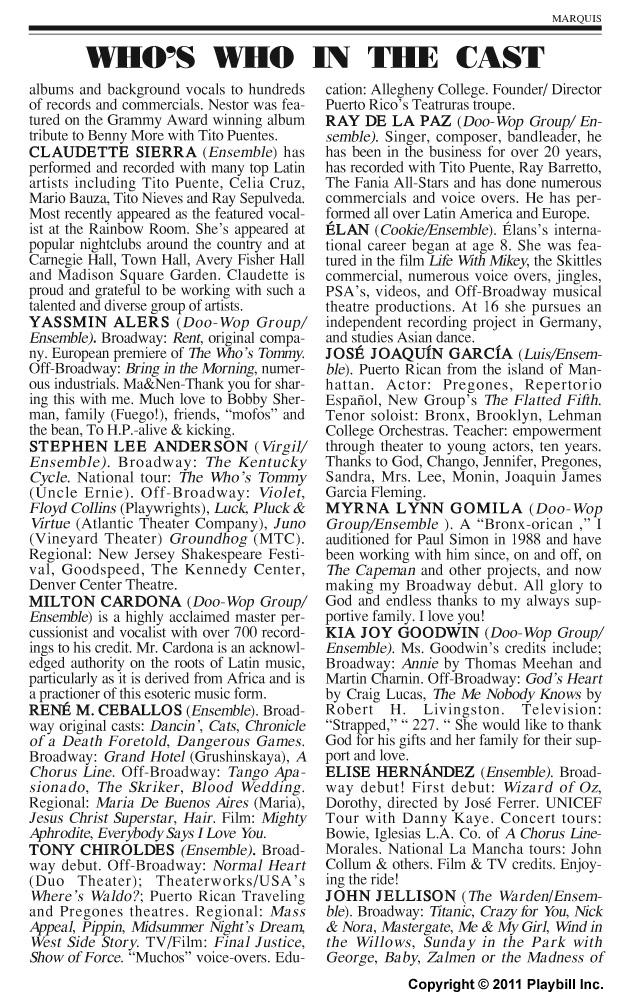 The Capeman (Broadway, Marquis Theatre, 1998) | Playbill