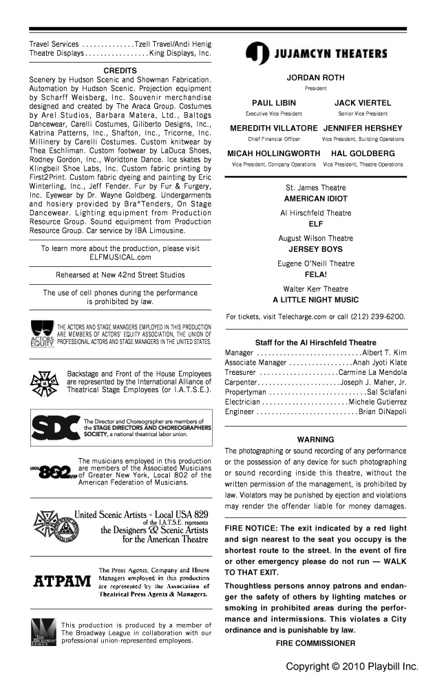 Elf (Broadway, Al Hirschfeld Theatre, 2010) | Playbill