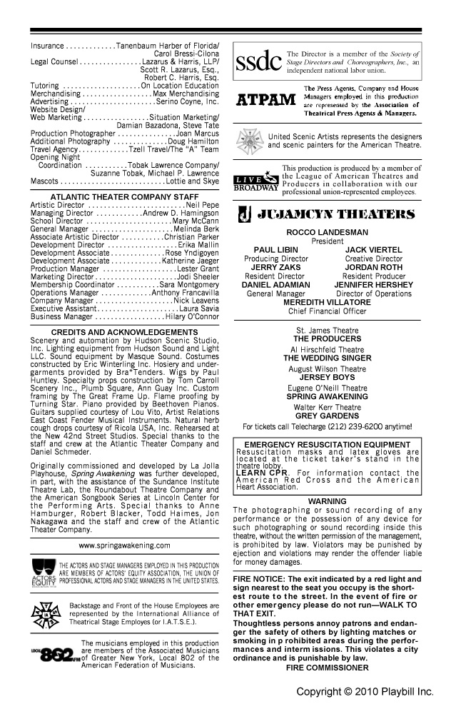 Spring Awakening (Broadway, Eugene O'Neill Theatre, 2006) | Playbill