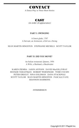 Contact Opening Night Playbill | Playbill