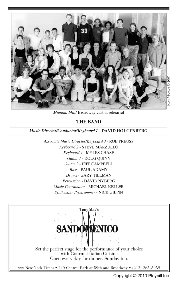 Mamma Mia! (Broadway, Broadhurst Theatre, 2001) | Playbill