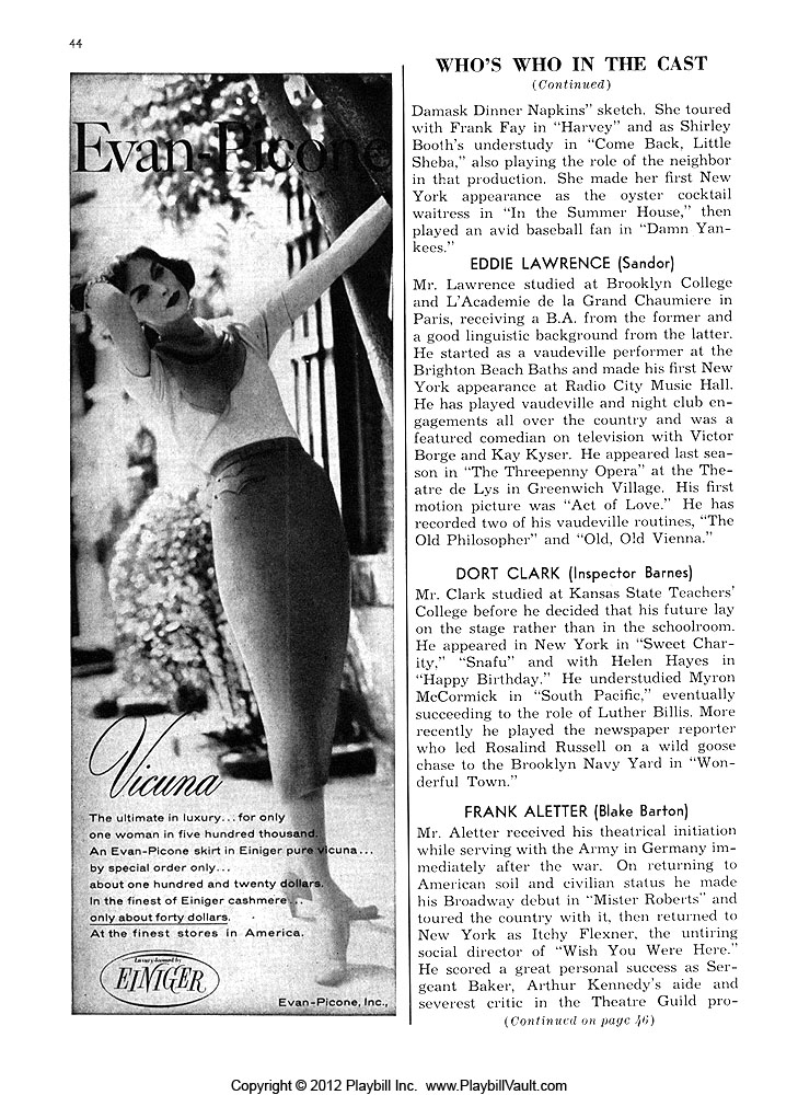 Bells Are Ringing (Broadway, Sam S. Shubert Theatre, 1956) | Playbill