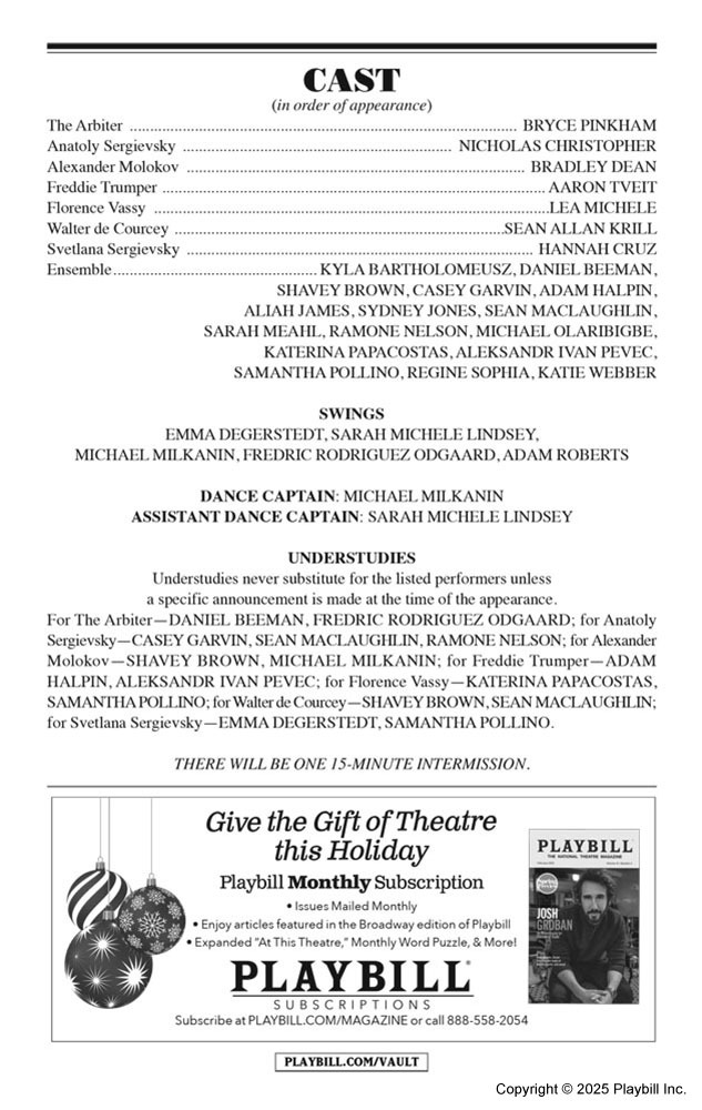 Chess (Broadway, Imperial Theatre, 2025) | Playbill