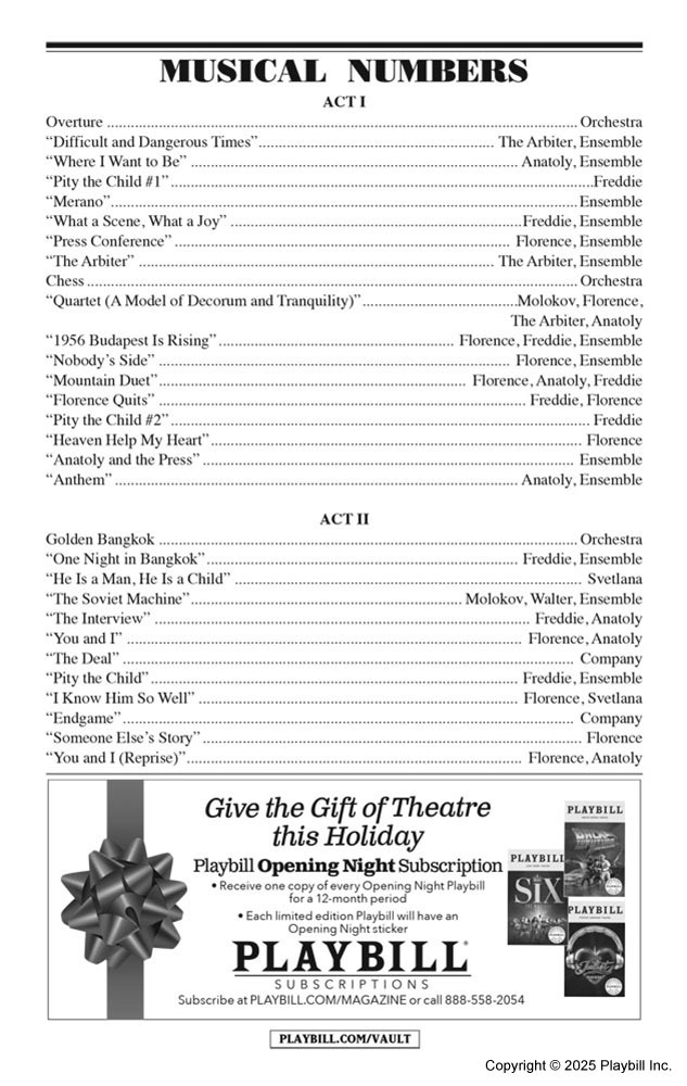 Chess (Broadway, Imperial Theatre, 2025) | Playbill