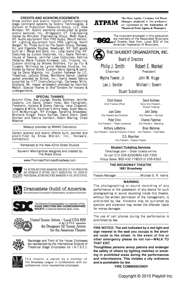 Promises, Promises (Broadway, Broadway Theatre, 2010) | Playbill