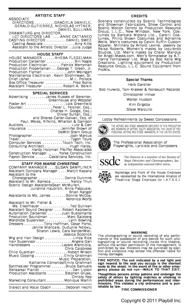 Marie Christine (Broadway, Vivian Beaumont Theater, 1999) | Playbill