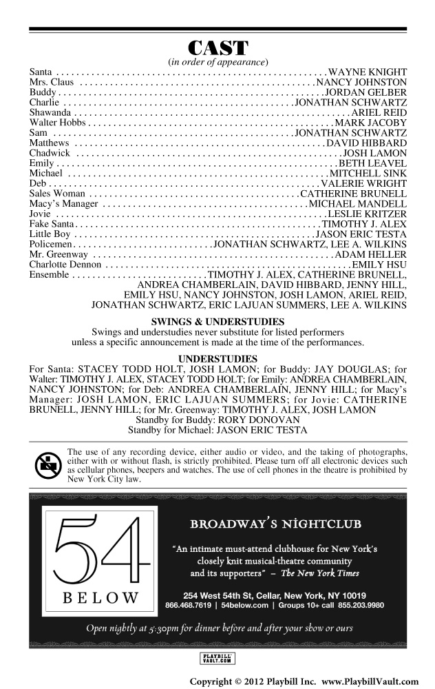 Elf (Broadway, Al Hirschfeld Theatre, 2012) | Playbill