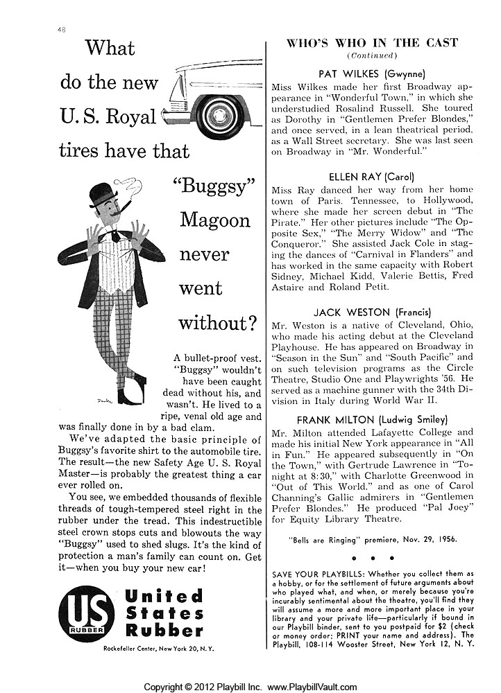 Bells Are Ringing (Broadway, Sam S. Shubert Theatre, 1956) | Playbill