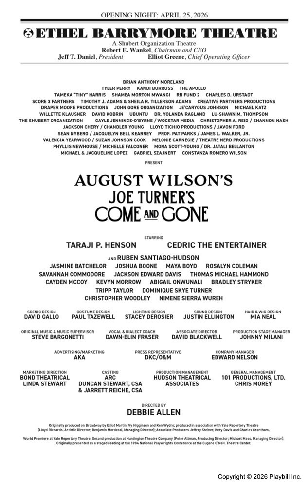 Joe Turner's Come and Gone (Broadway, Ethel Barrymore Theatre, 2026 ...