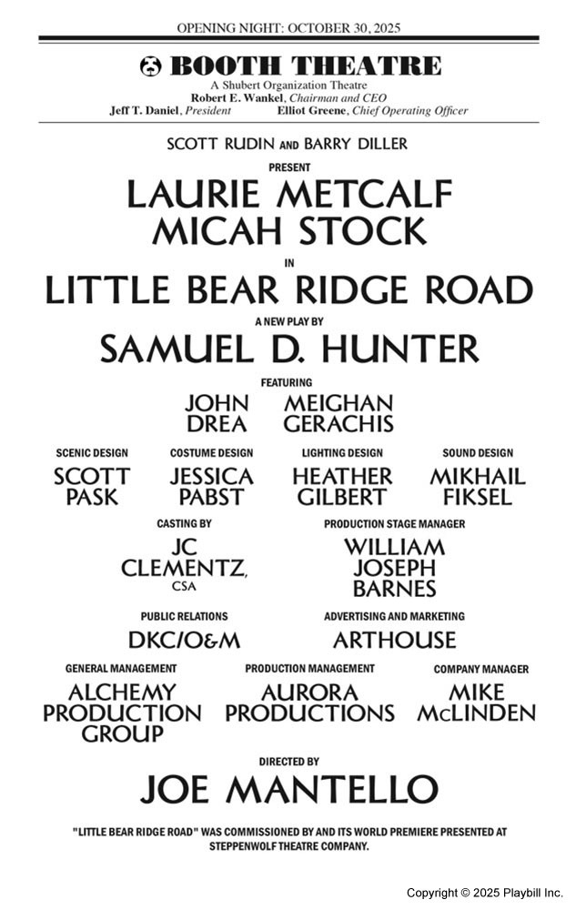 Little Bear Ridge Road (Broadway, Booth Theatre, 2025) | Playbill