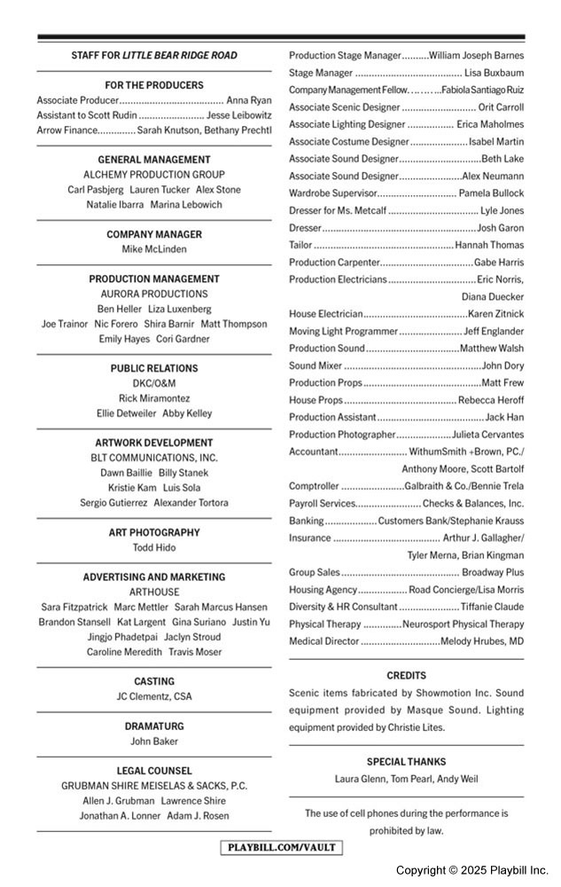 Little Bear Ridge Road (Broadway, Booth Theatre, 2025) | Playbill