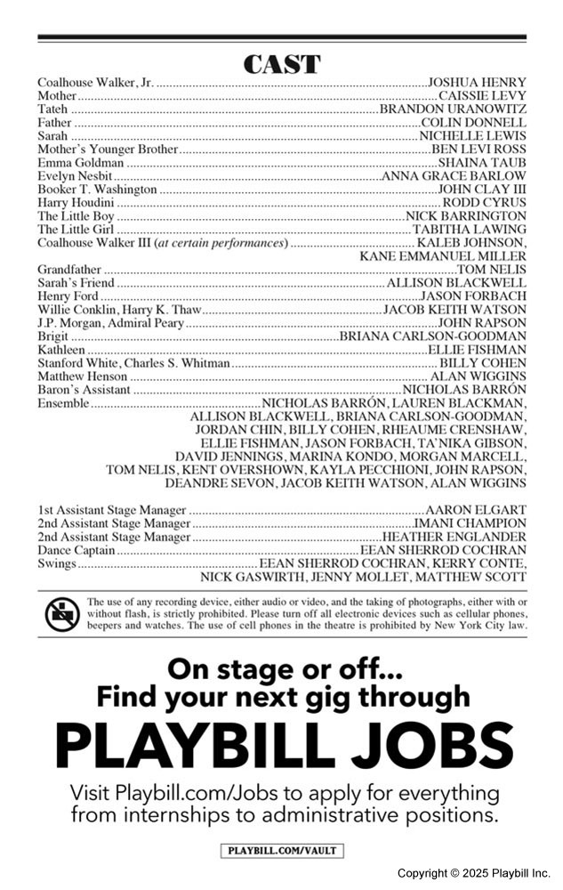 Ragtime (Broadway, Vivian Beaumont Theater, 2025) | Playbill