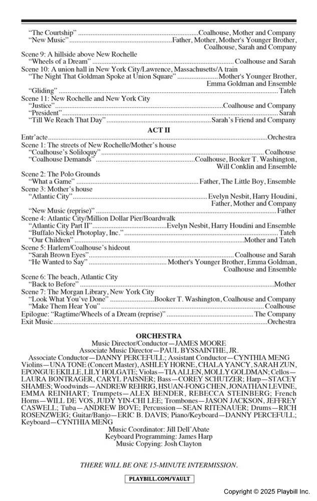 Ragtime (Broadway, Vivian Beaumont Theater, 2025) | Playbill
