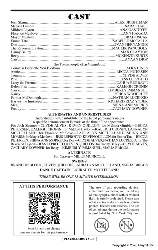 Schmigadoon! (Broadway, Nederlander Theatre, 2026) | Playbill
